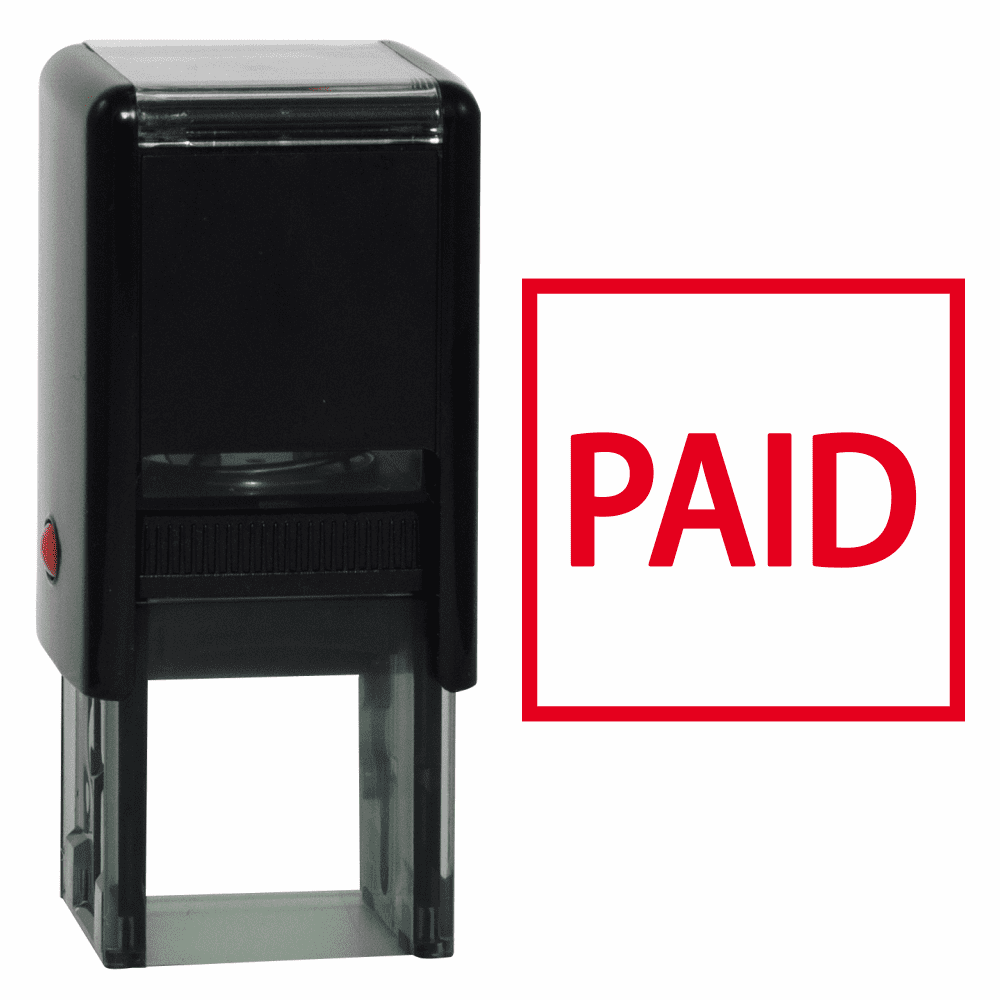 Vivid Stamp Square PAID Self Inking Rubber Stamp (Red Ink) - Walmart.com