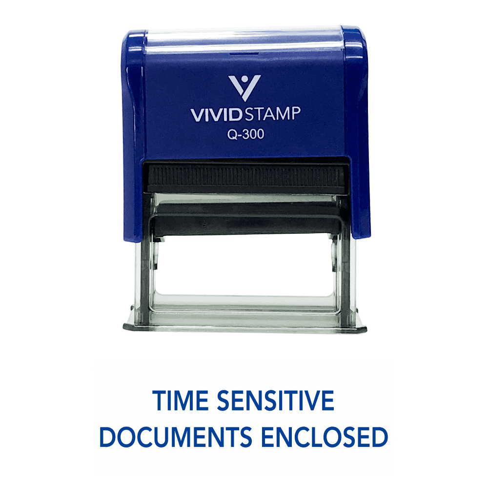 Vivid Stamp TIME SENSITIVE DOCUMENTS ENCLOSED Self Inking Rubber Stamp ...