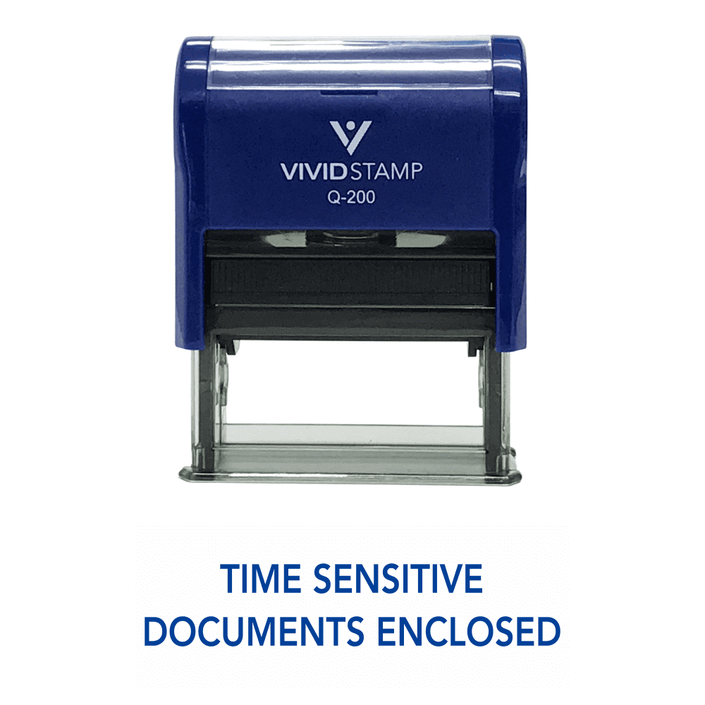 Vivid Stamp TIME SENSITIVE DOCUMENTS ENCLOSED Self Inking Rubber Stamp ...