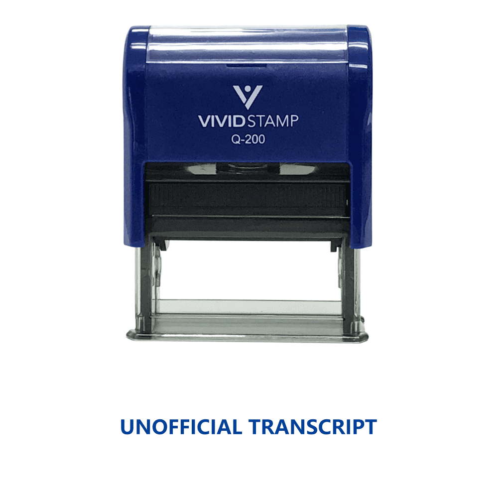 Vivid Stamp Unofficial Transcript Self Inking Rubber Stamp (Blue Ink ...