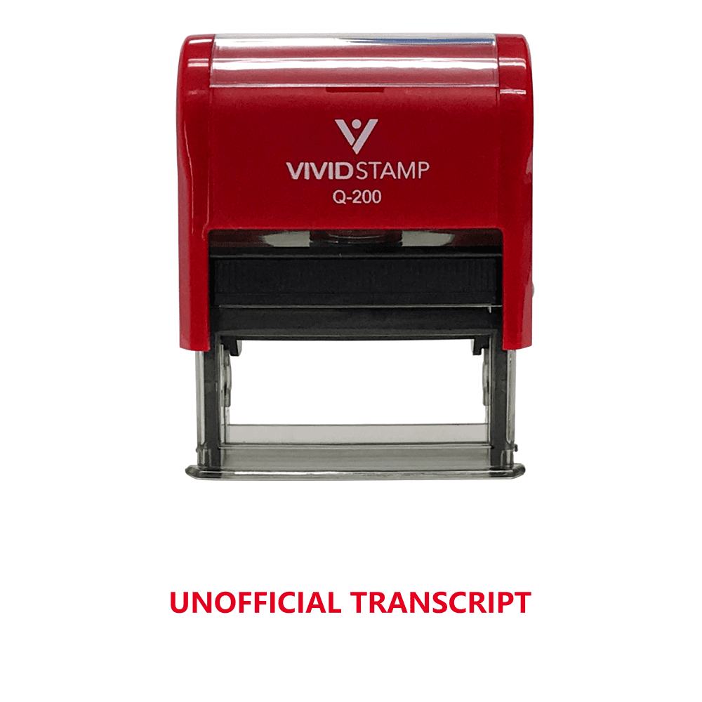 Vivid Stamp Unofficial Transcript Self Inking Rubber Stamp (Red Ink ...