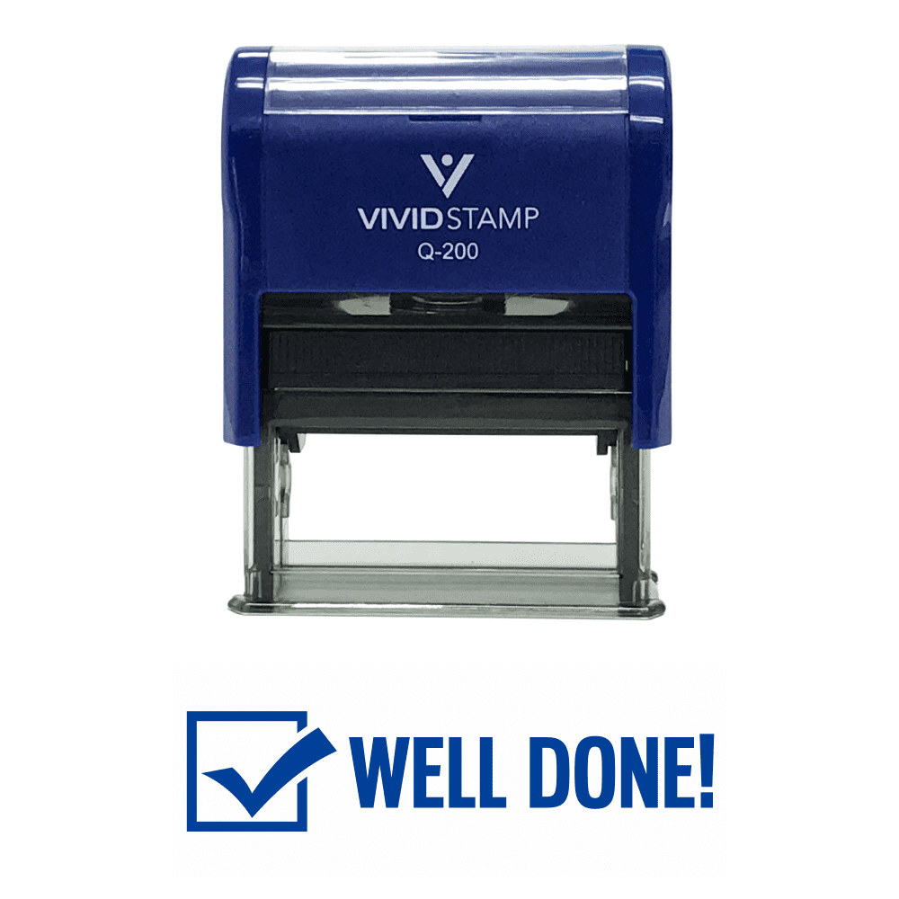 Vivid Stamp Well Done Teacher Self Inking Rubber Stamp (Blue Ink ...