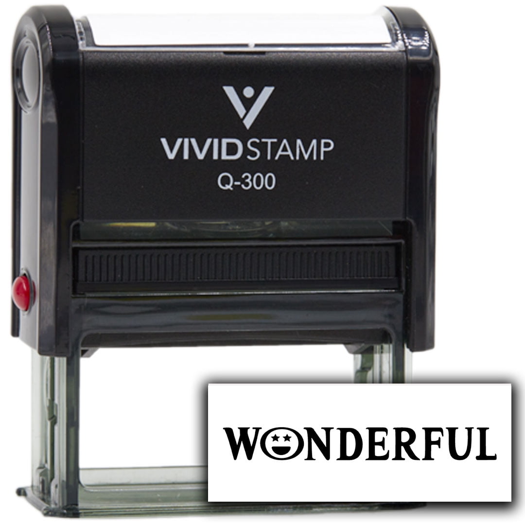 Vivid Stamp Wonderful Smiley Face Self Inking Rubber Stamp (Black Ink ...
