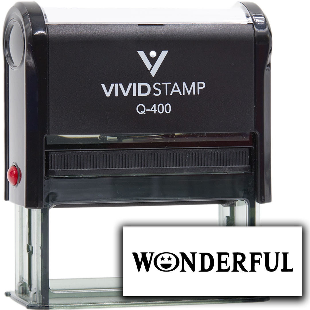 Vivid Stamp Wonderful Smiley Face Self Inking Rubber Stamp (Black Ink ...