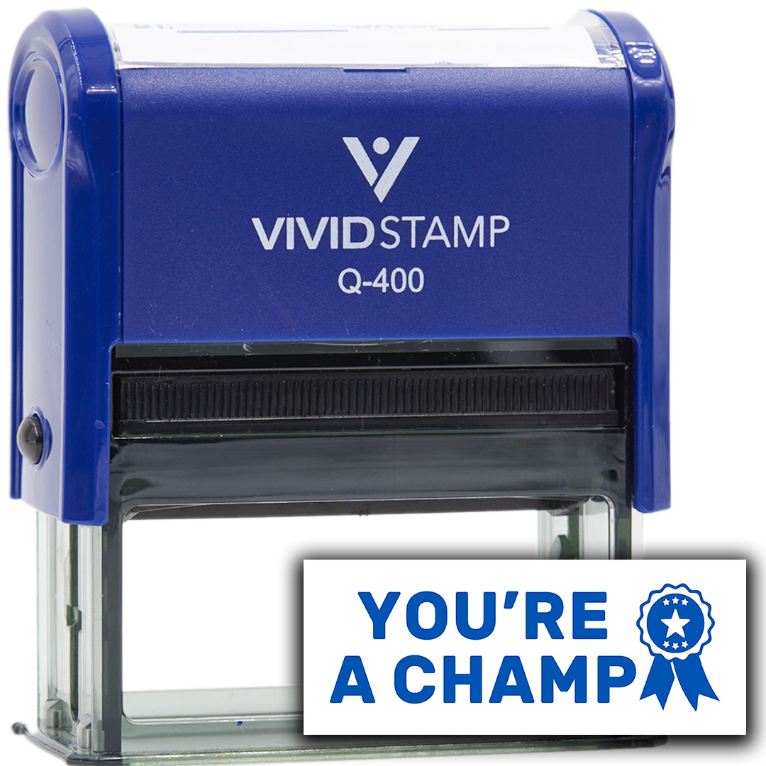 Vivid Stamp You?re a Champ Teacher Feedback Self-Inking Rubber Stamps (Blue Ink) - Q-400 ...
