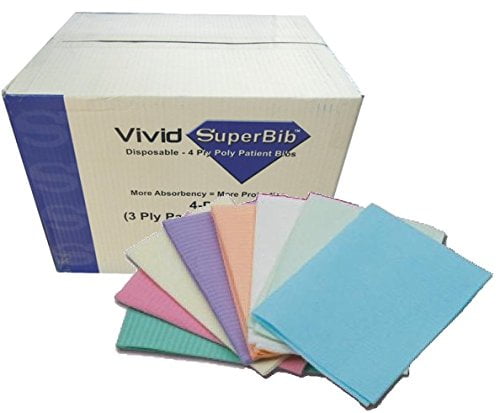 Vivid SuperBib 4Ply Thick Soft, Fluid Resistant Patient Bibs 3 Ply ...