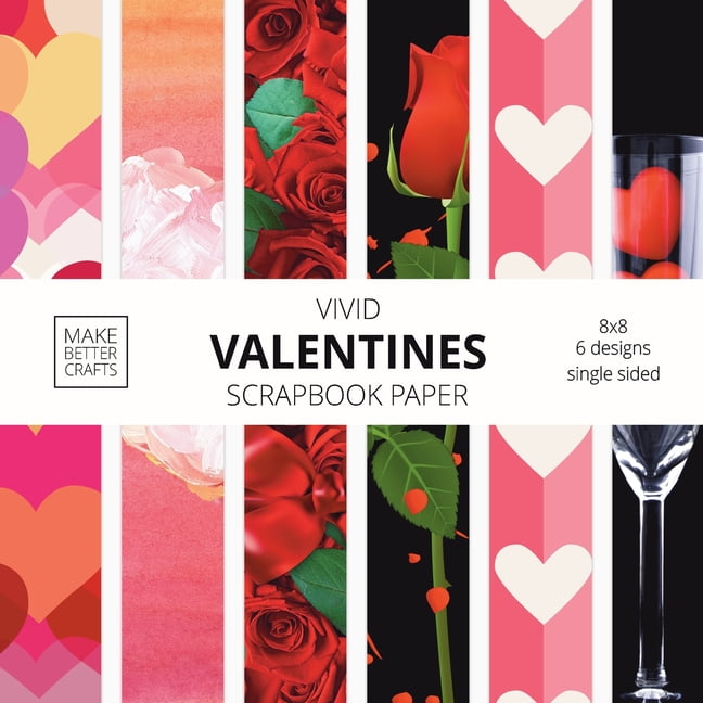 Vivid Valentine Scrapbook Paper: 8x8 Cute Designer Patterns for ...