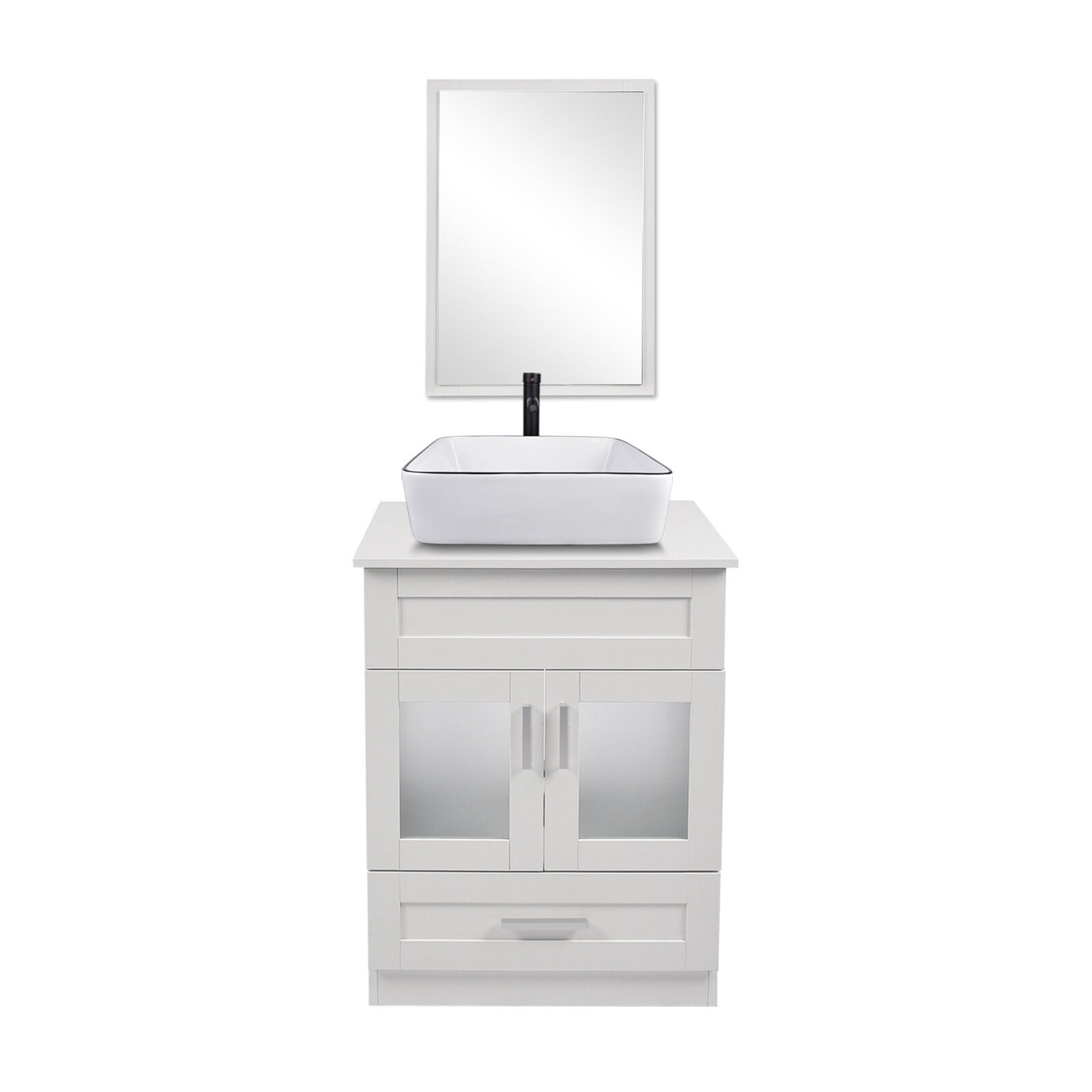 VividVibes 24" Modern Bathroom Vanity Sink Combo White Stand Cabinet ...