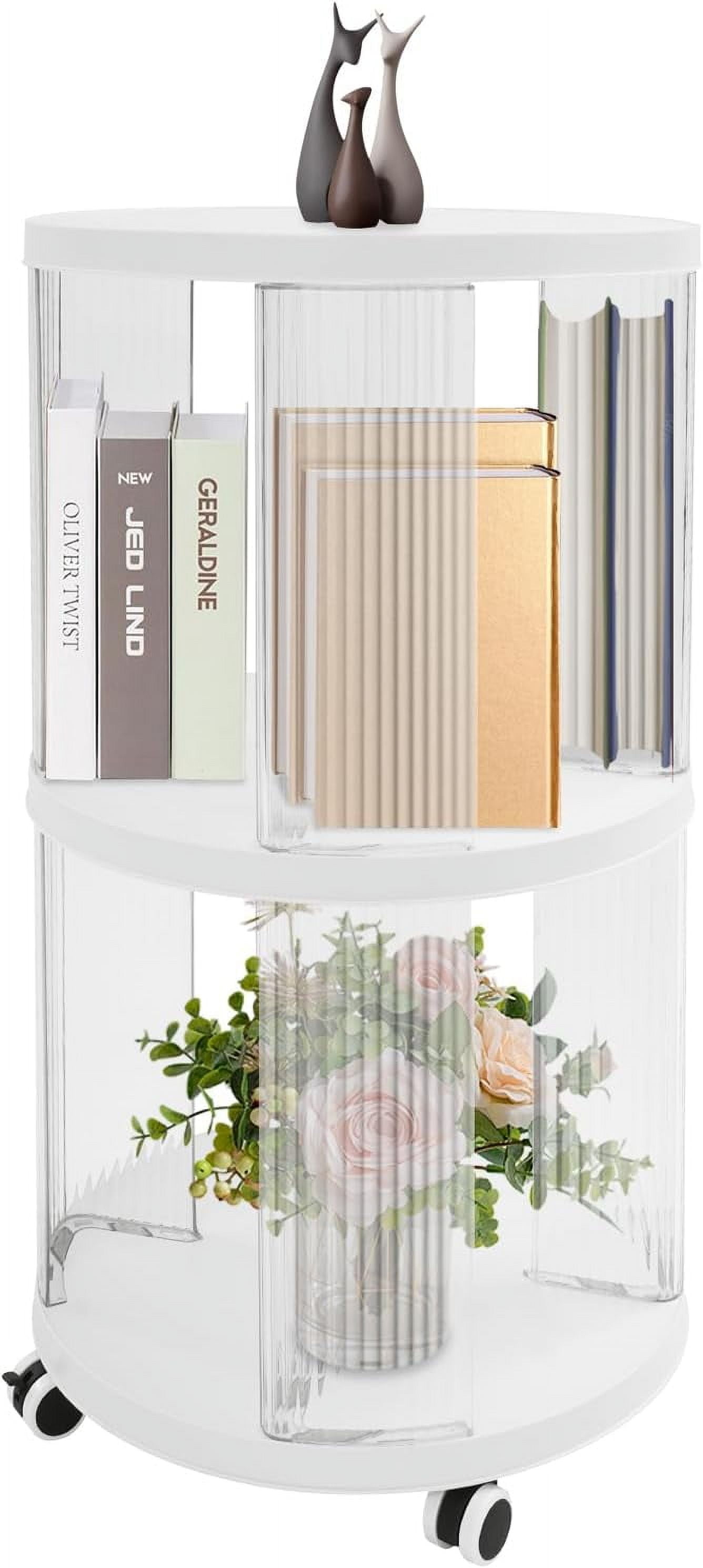 VividVibes 360° Rotating Bookshelf, Floor Standing Round Bookcase ...