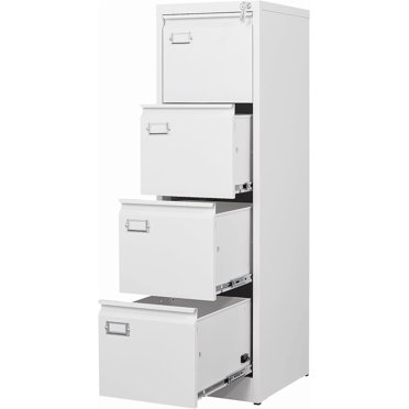Emma + Oliver Modern 3-Drawer Mobile Locking Filing Cabinet-White with ...