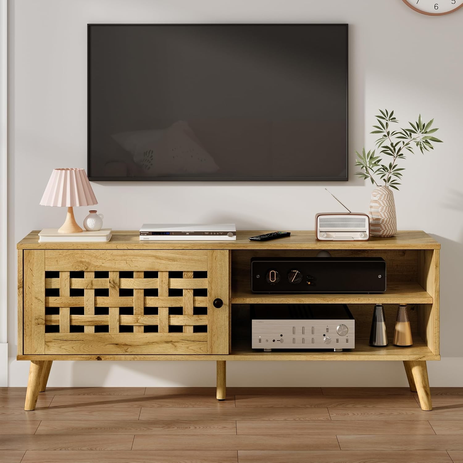 VividVibes 47'' TV Stand with Storage, Wood TV Entertainment Center, Mid Century Modern TV ...
