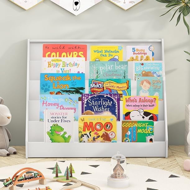 VividVibes 5-Tier Kids Bookshelf, Wooden Children Bookcase, Toddler ...