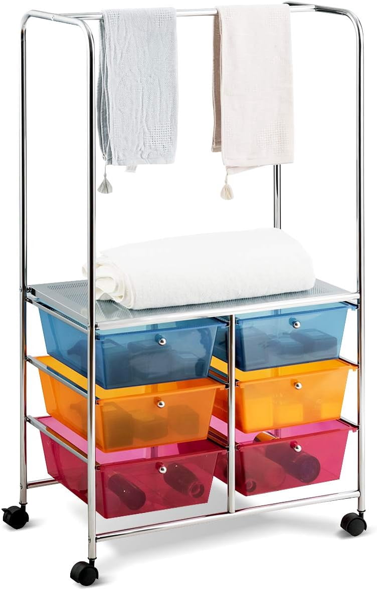 VividVibes 6 Drawer Storage Cart, Office School Organizer Cart, Rolling ...