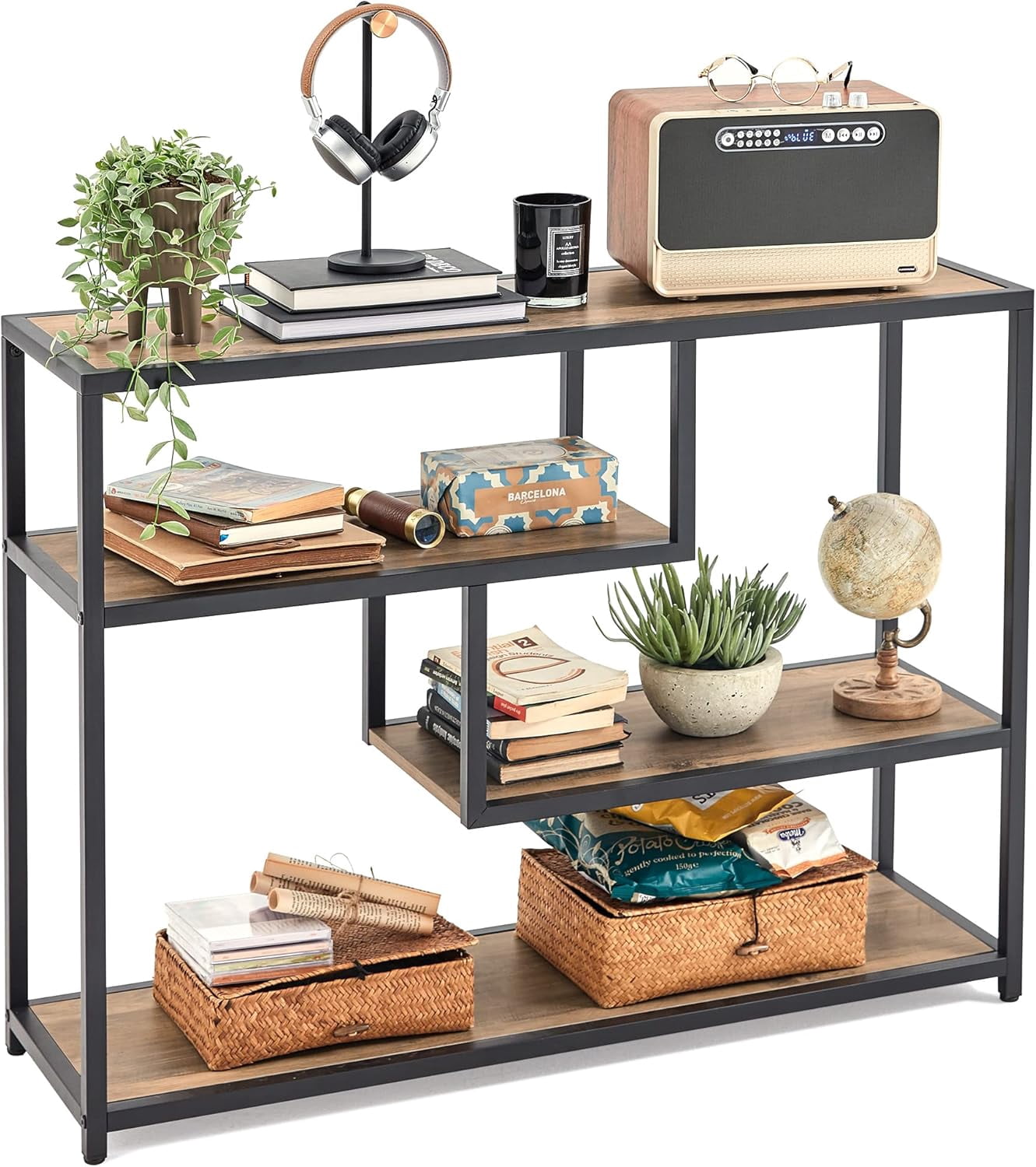 VividVibes Console Table, 4-Tier Sofa Tables for Entryway, Narrow ...