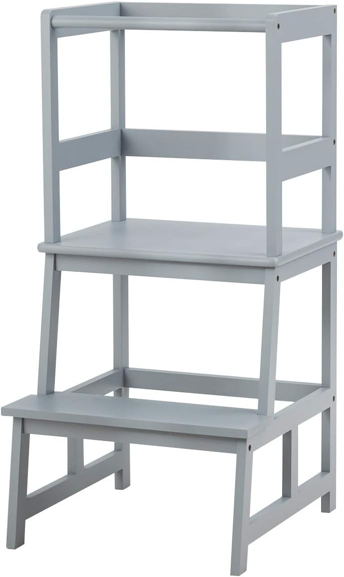 VividVibes Kids Kitchen Step Stool with Safety Rail, Toddler Kitchen ...