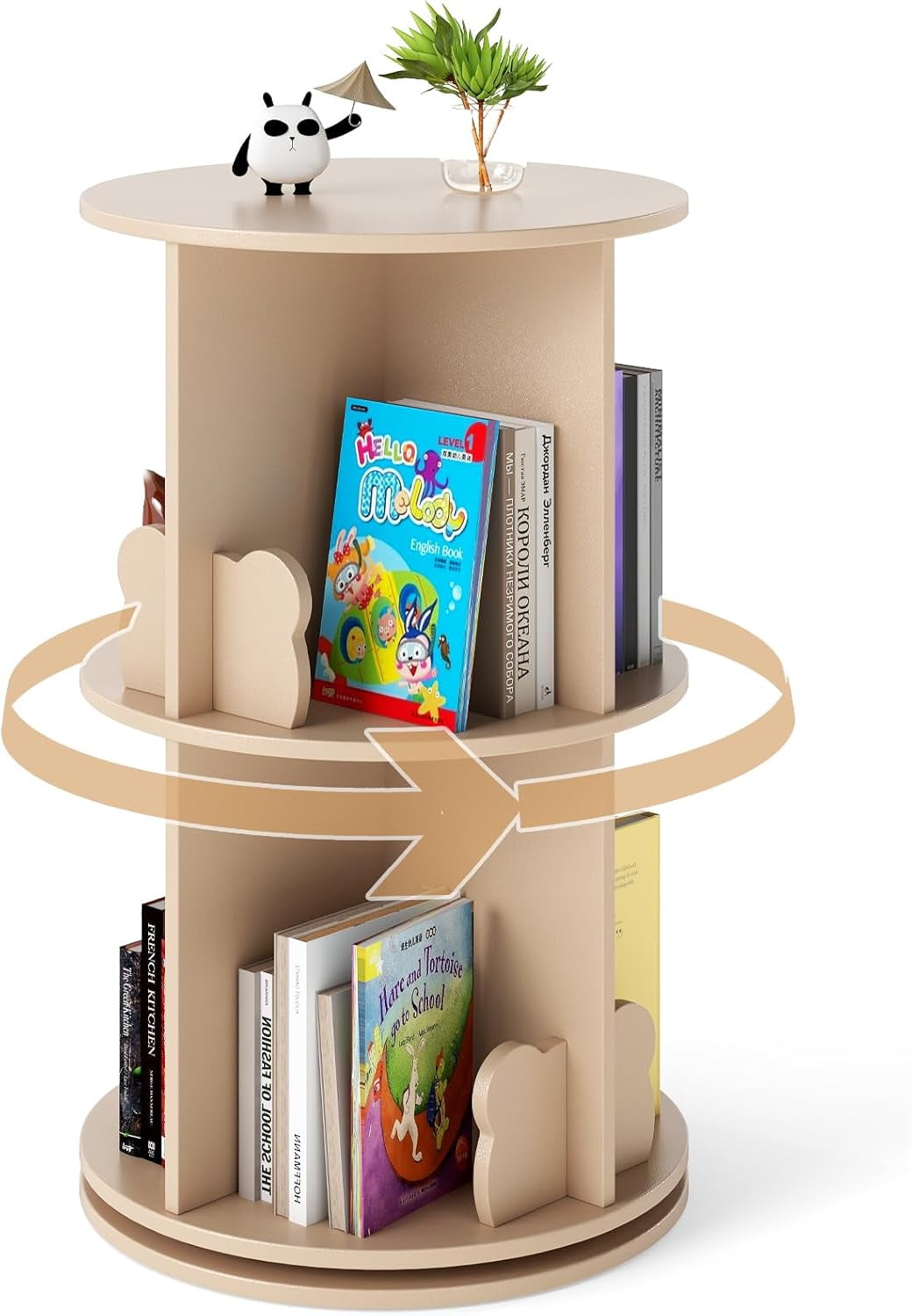 VividVibes Kids Rotating Bookshelf, 360° Display Spinning Bookcase with ...