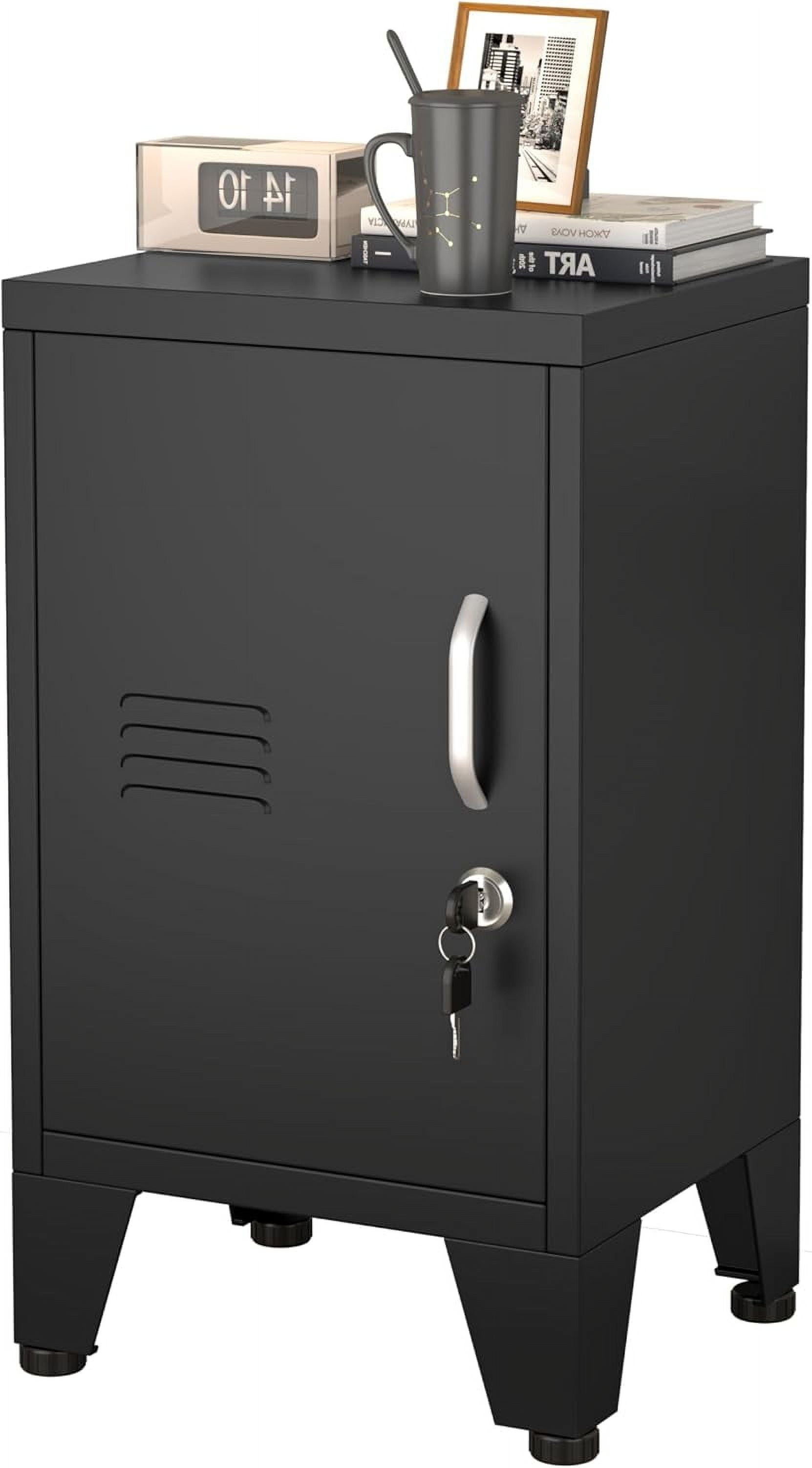 VividVibes Locker Nightstand Metal Cabinet Single Door Lockable Coffee ...