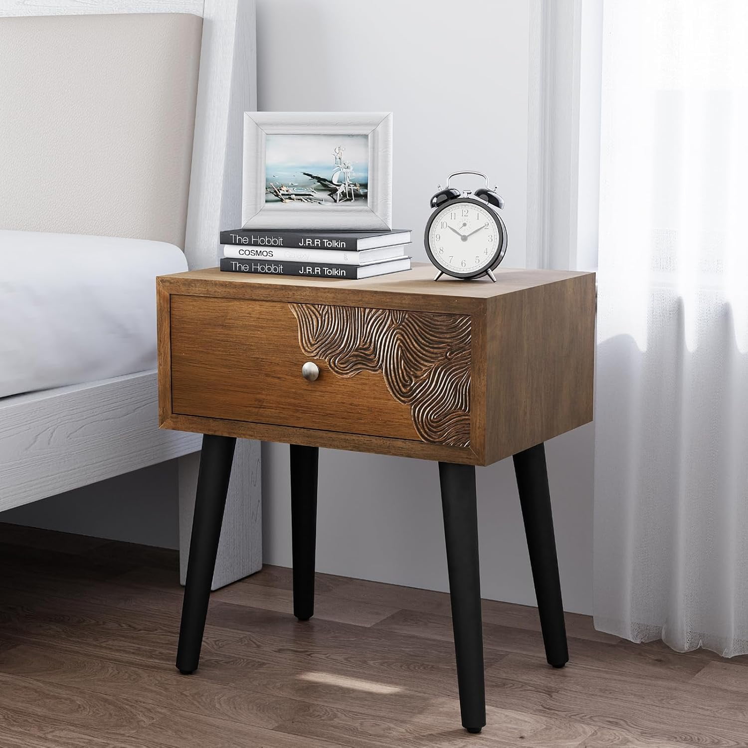 VividVibes Nightstand, Vintage Night Stand with Drawer, Small End Table ...