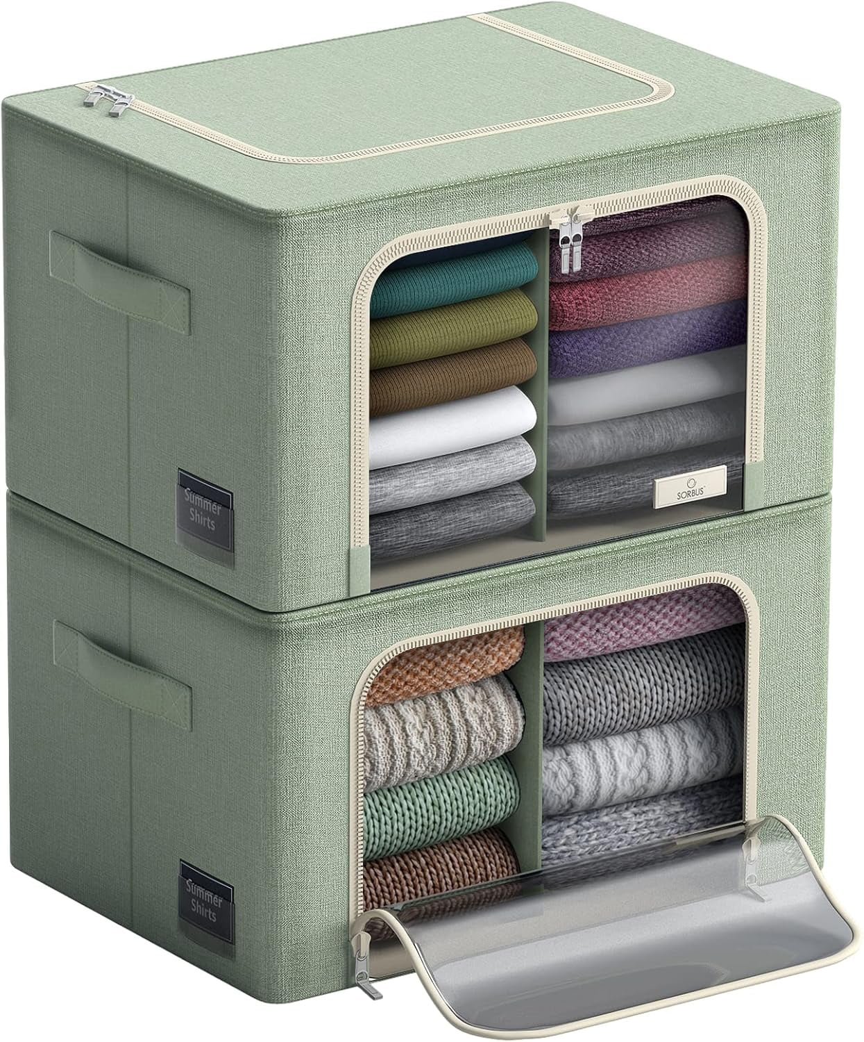 VividVibes Storage Bins with Divided Interior - Large Stackable ...