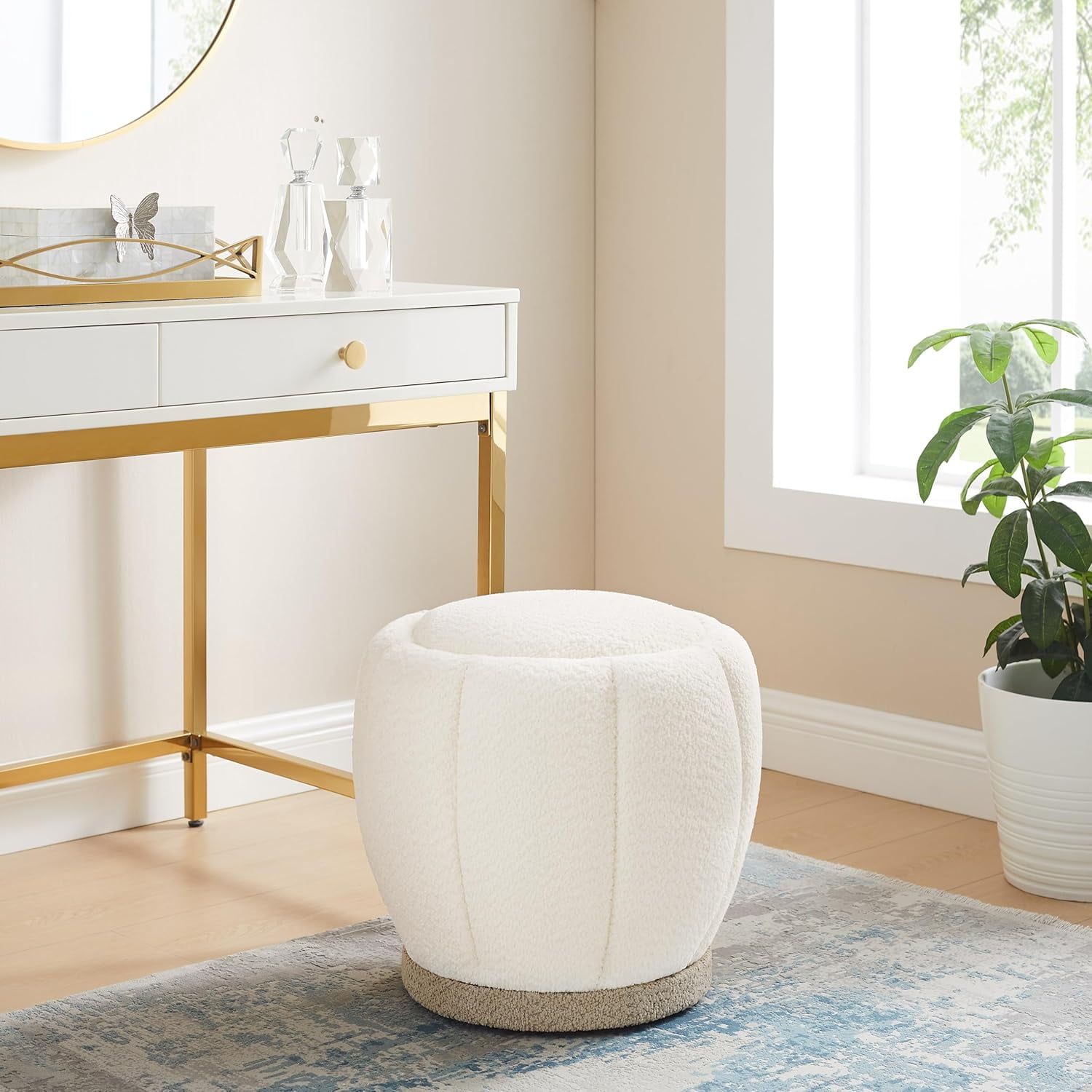 VividVibes Swivel Upholstered Ottoman, Living Room Modern Small ...