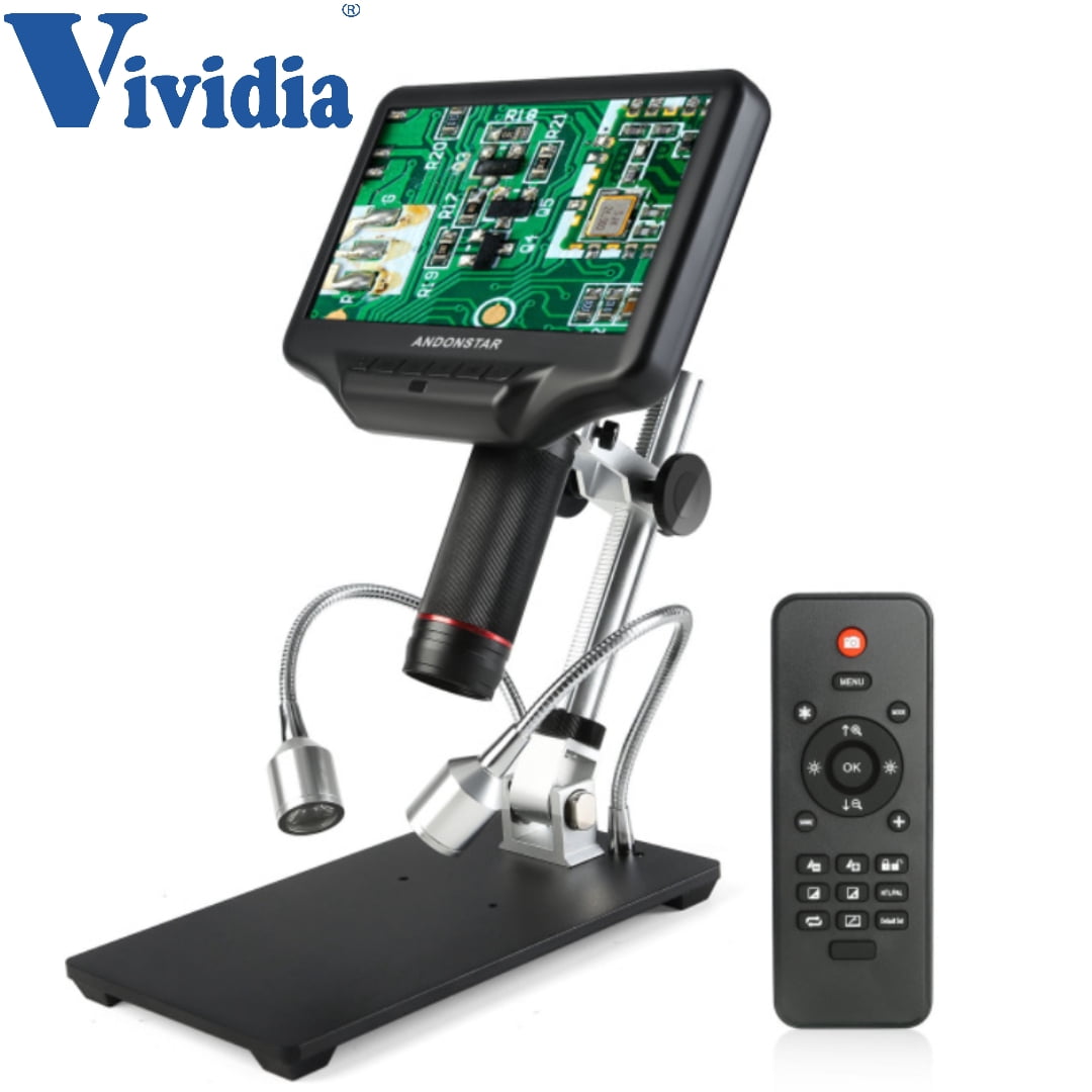 Vividia HM-407 HDMI/LCD/USB Digital Manual Focus Microscope with 7" LCD ...
