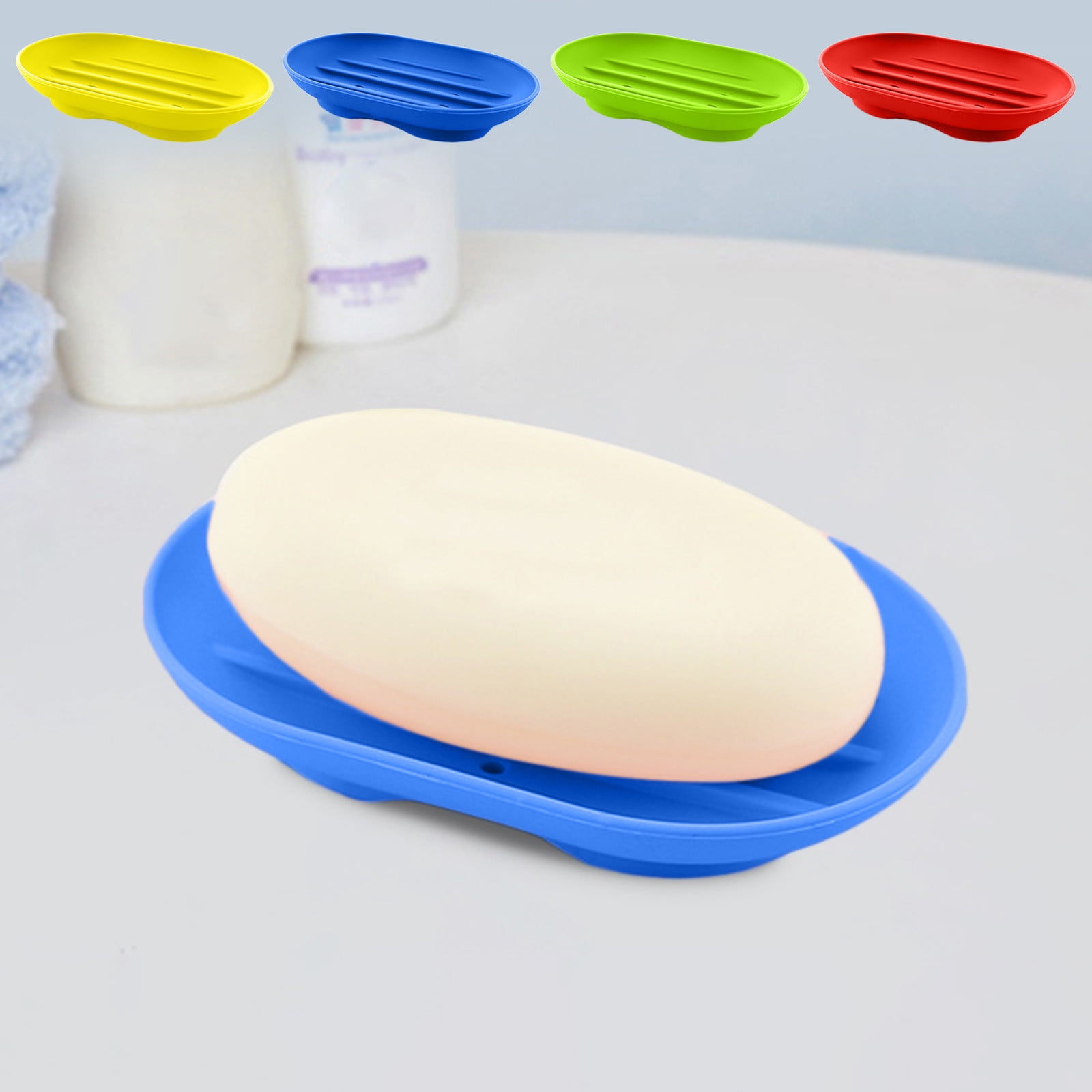 Vividly Hued Anti-Slip Soap Drainer, Compact Soap Storage Box, Bath ...