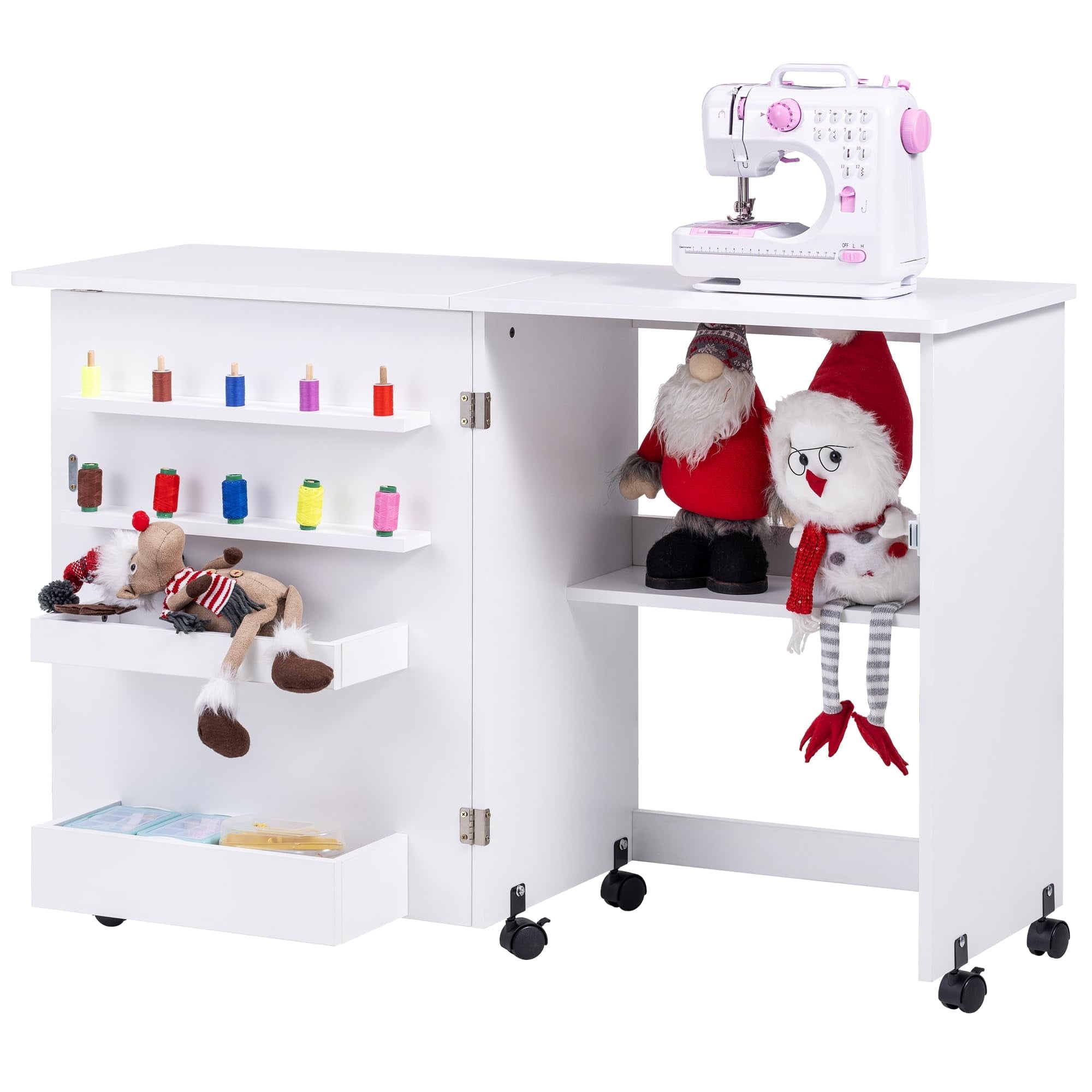 Vividwood Folding Sewing Table, Multipurpose Sewing Machine Table with ...