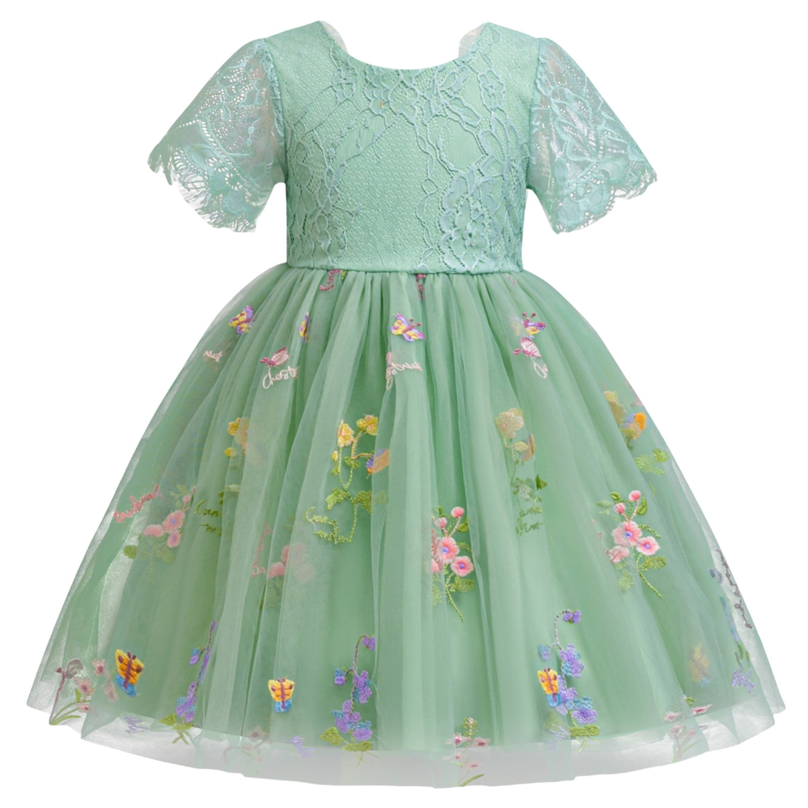Vividxx Girls Dress Elegant Lace Flower Embroidery Party Dress For ...