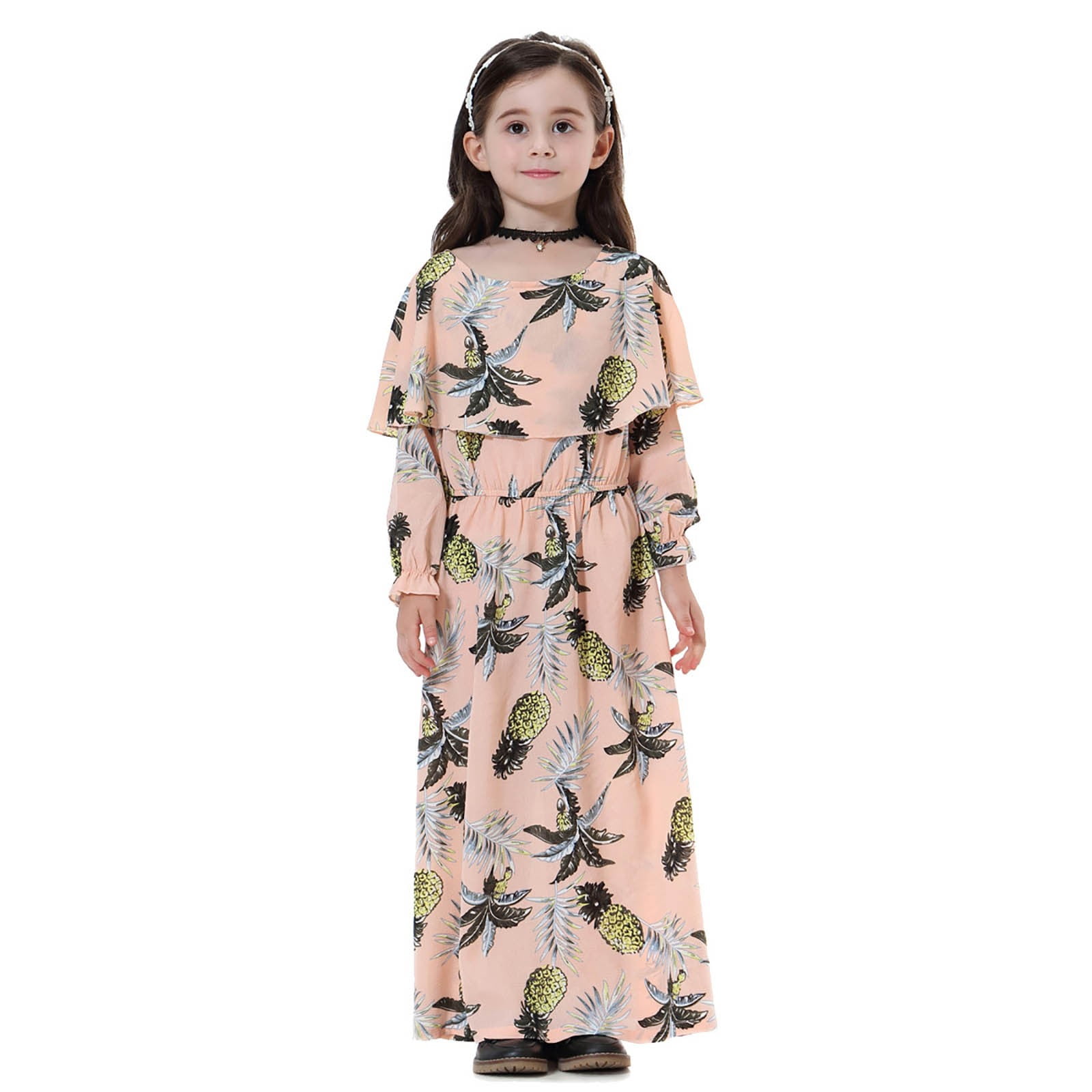 Vividxx Girls Ethnic Floral Print Long Sleeve Dress Arabic Middle ...