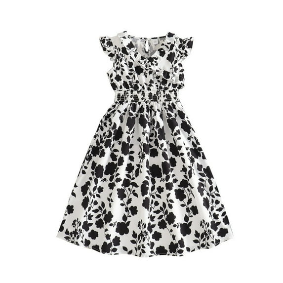 Vividxx Toddler Girls Dresses Kids Girls Floral Print Dress With Ruffle ...