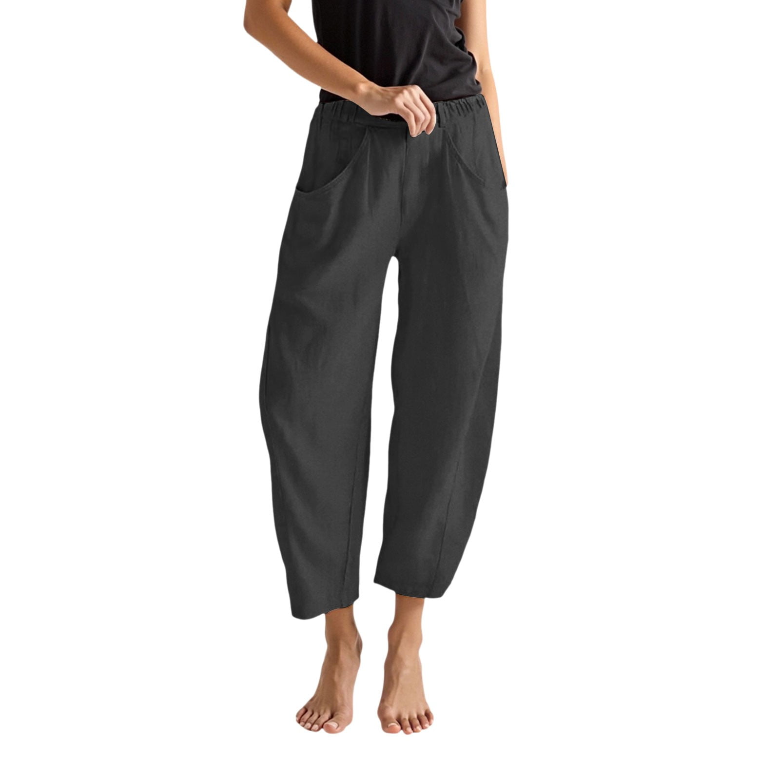 Vividxx Women's Pants Womens Linen Wide Leg Pants Casual Loose Elastic ...
