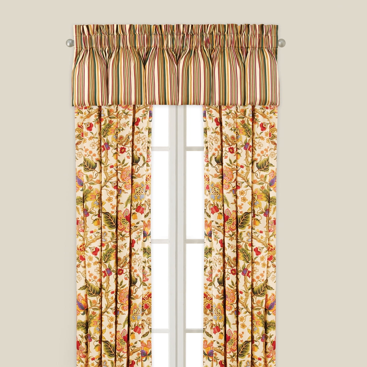 Vivienne Floral Cotton Window Curtain Drapery Single Panel - Walmart.com