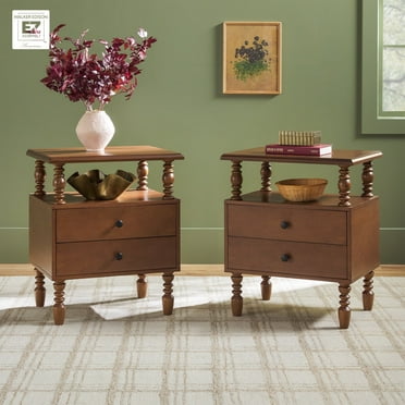 Walker Edison Modern Nightstand with Drawers and Shelves, Birch ...