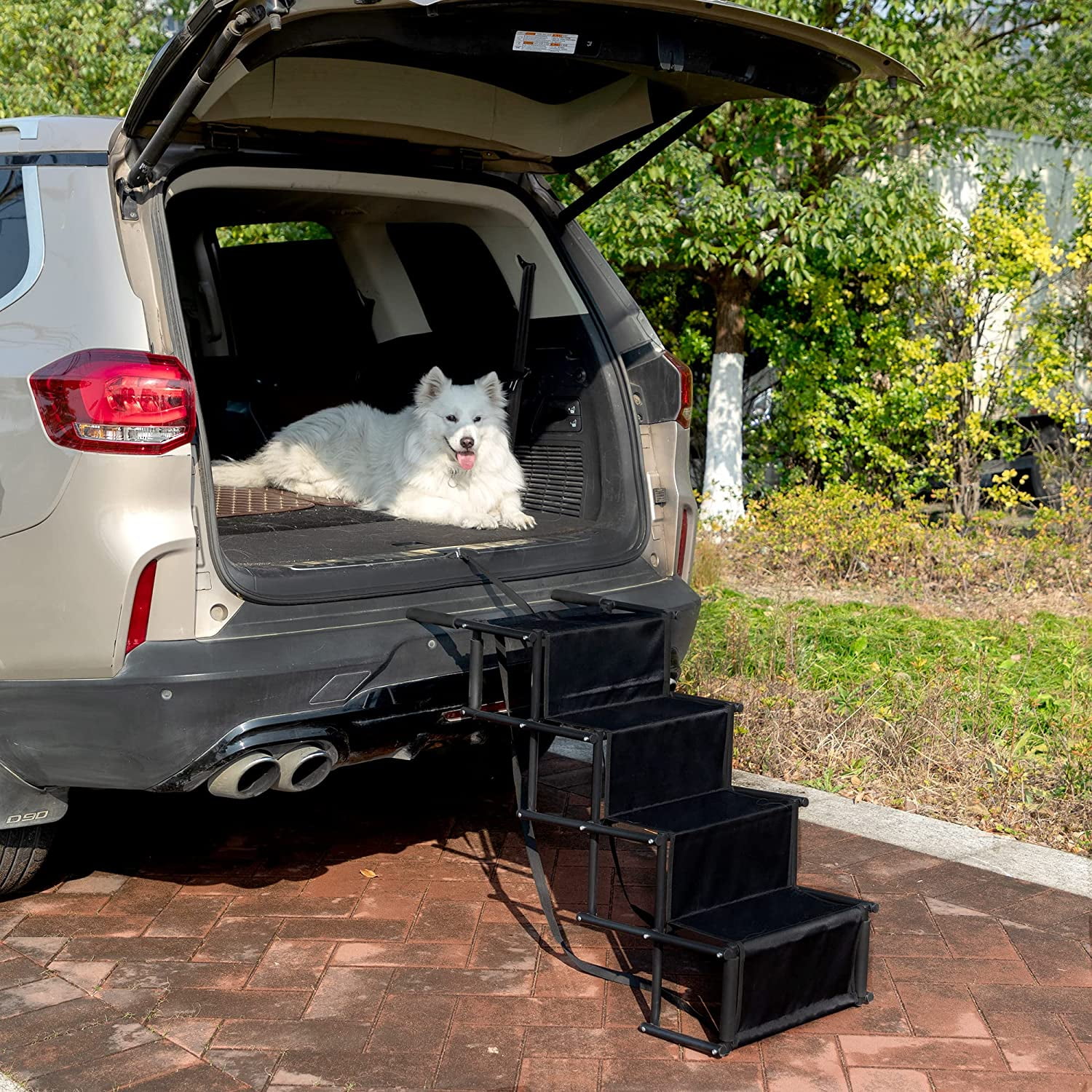 Vivifying 4 Steps Dog Ramps for Large Dogs Folding Outdoor Dog Steps ...