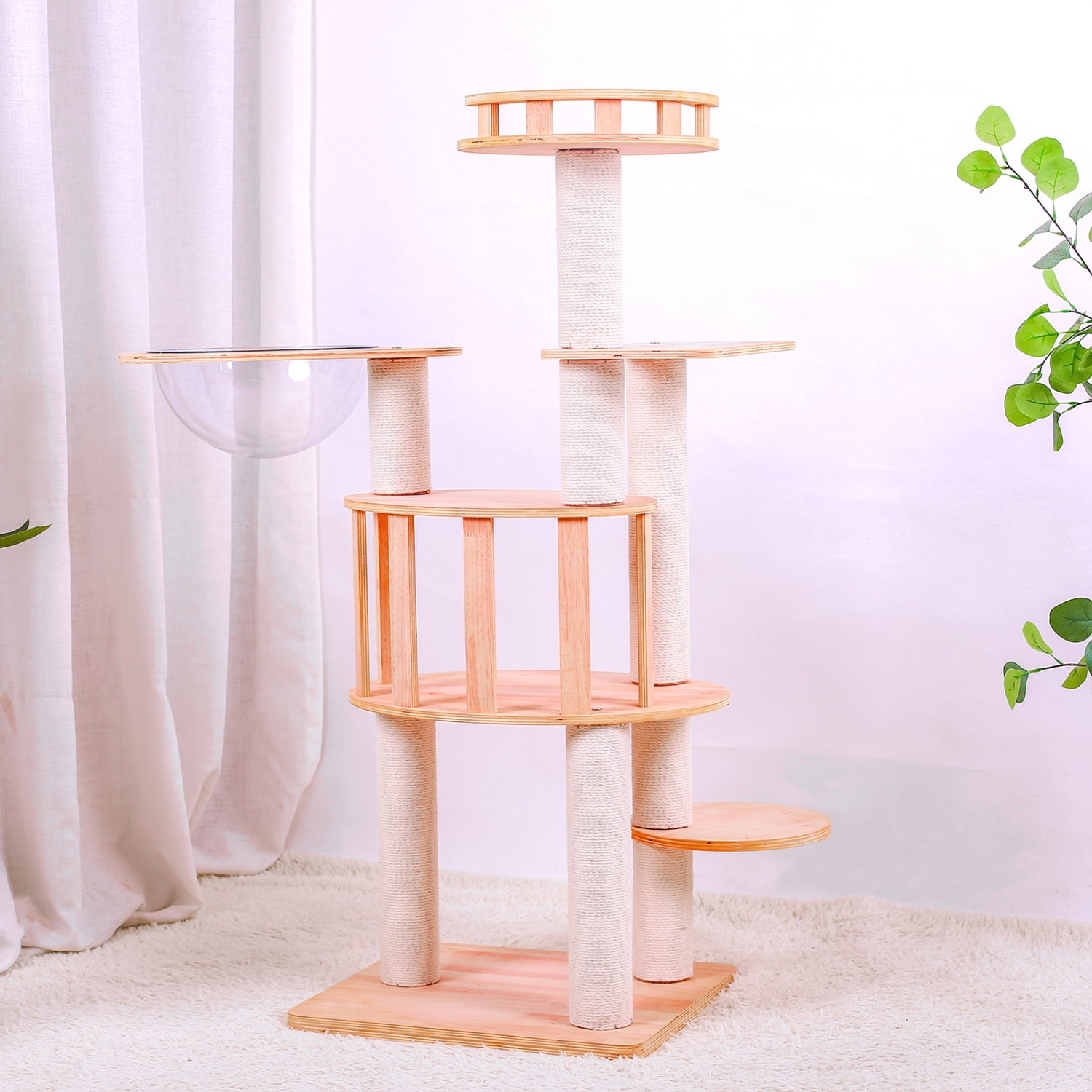 Vivifying Cat Haven-46.06in Premium Wooden Multi-Level Cat Climber Cat ...