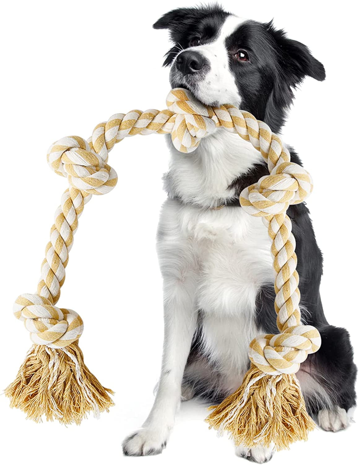 Vivifying Natural Cotton Dog Rope Toy, 5 Knots, for Aggressive Chewers ...