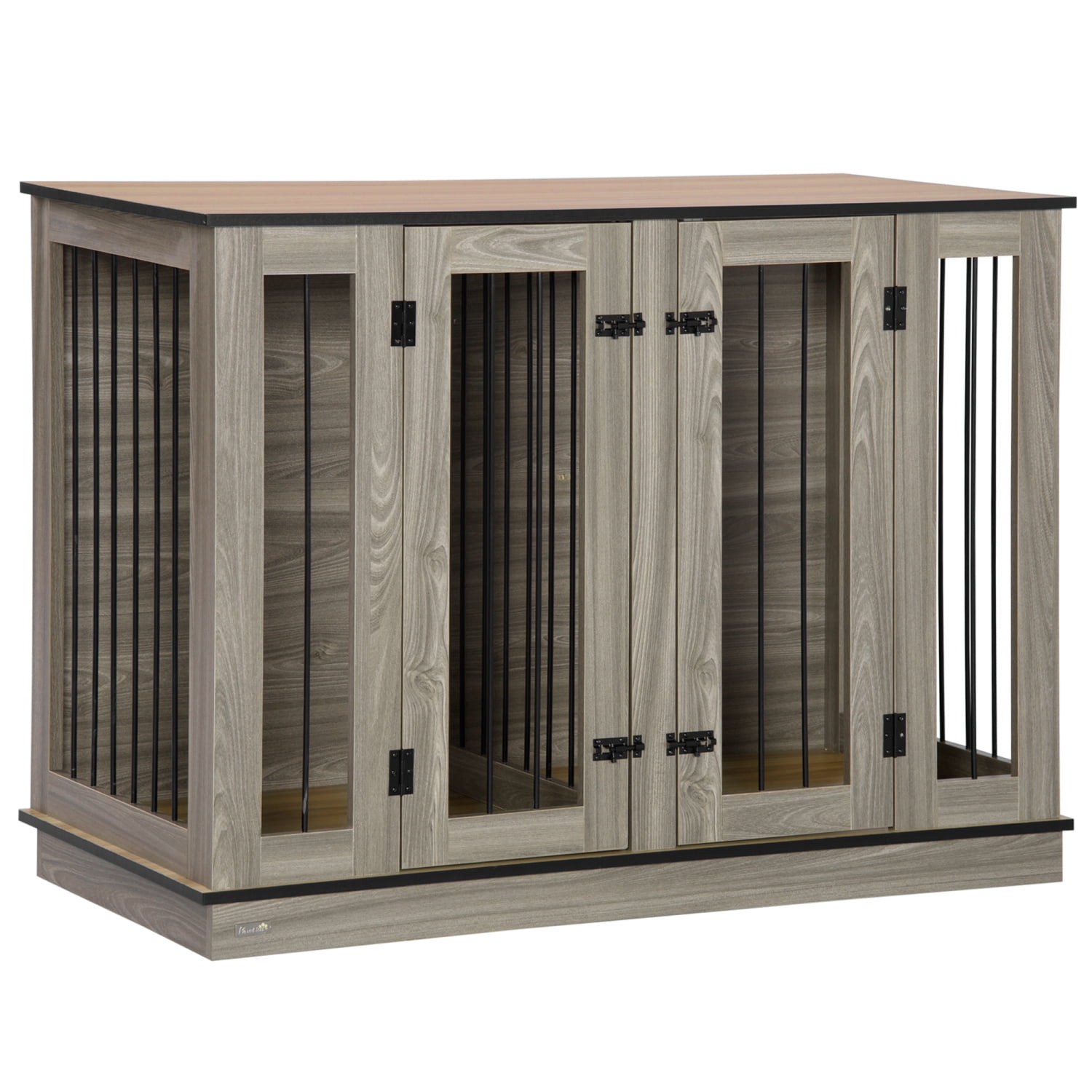 Vivifying Large Furniture Style Dog Crate with Removable Panel Dark ...