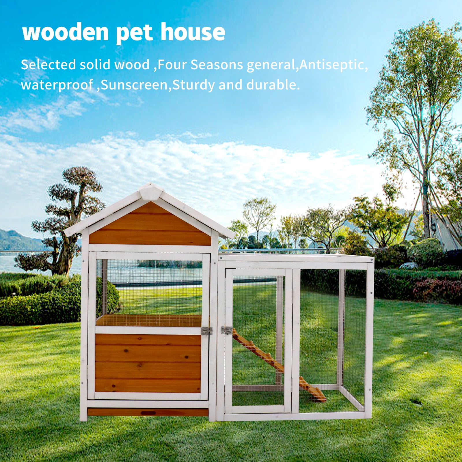 Vivifying Large Hen House, Outdoor Wooden Poultry Coop for Chicken ...