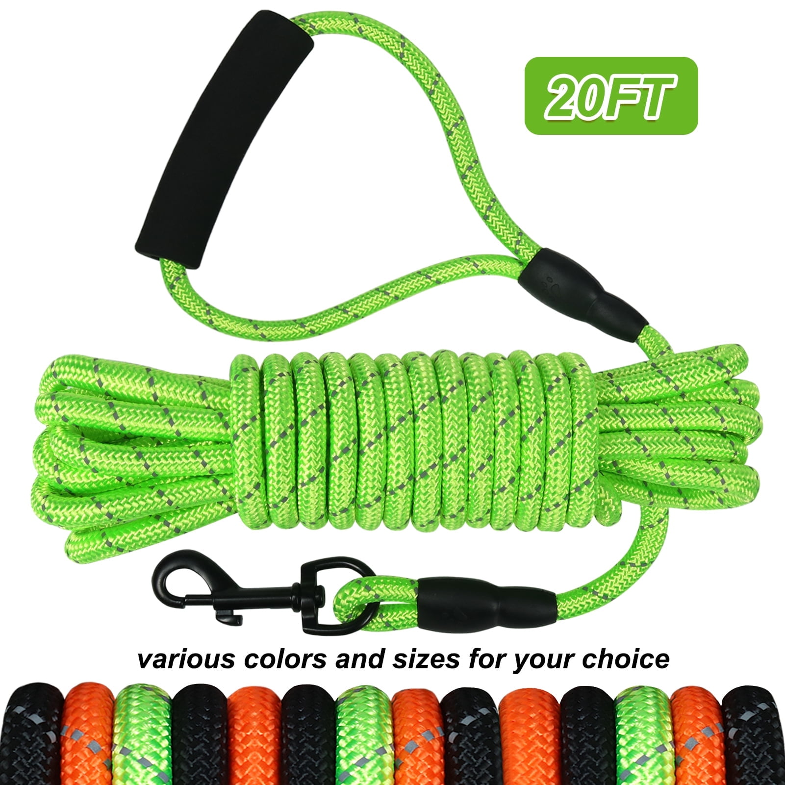 Vivifying 20ft Padded Extended Dog Leash, Reflective Training Leash for ...