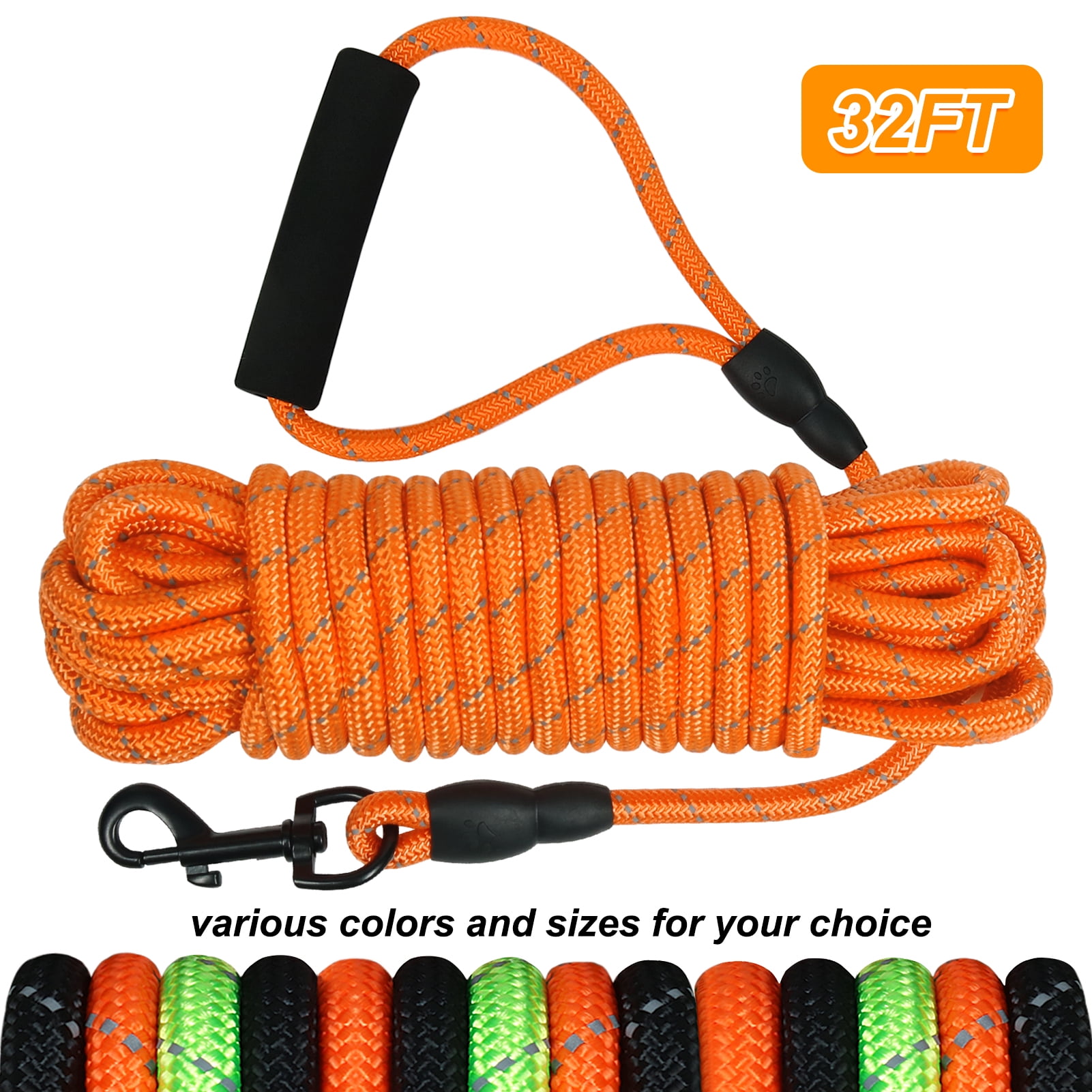Vivifying 32ft Reflective Long Dog Leash with Padded Handle for Outdoor ...