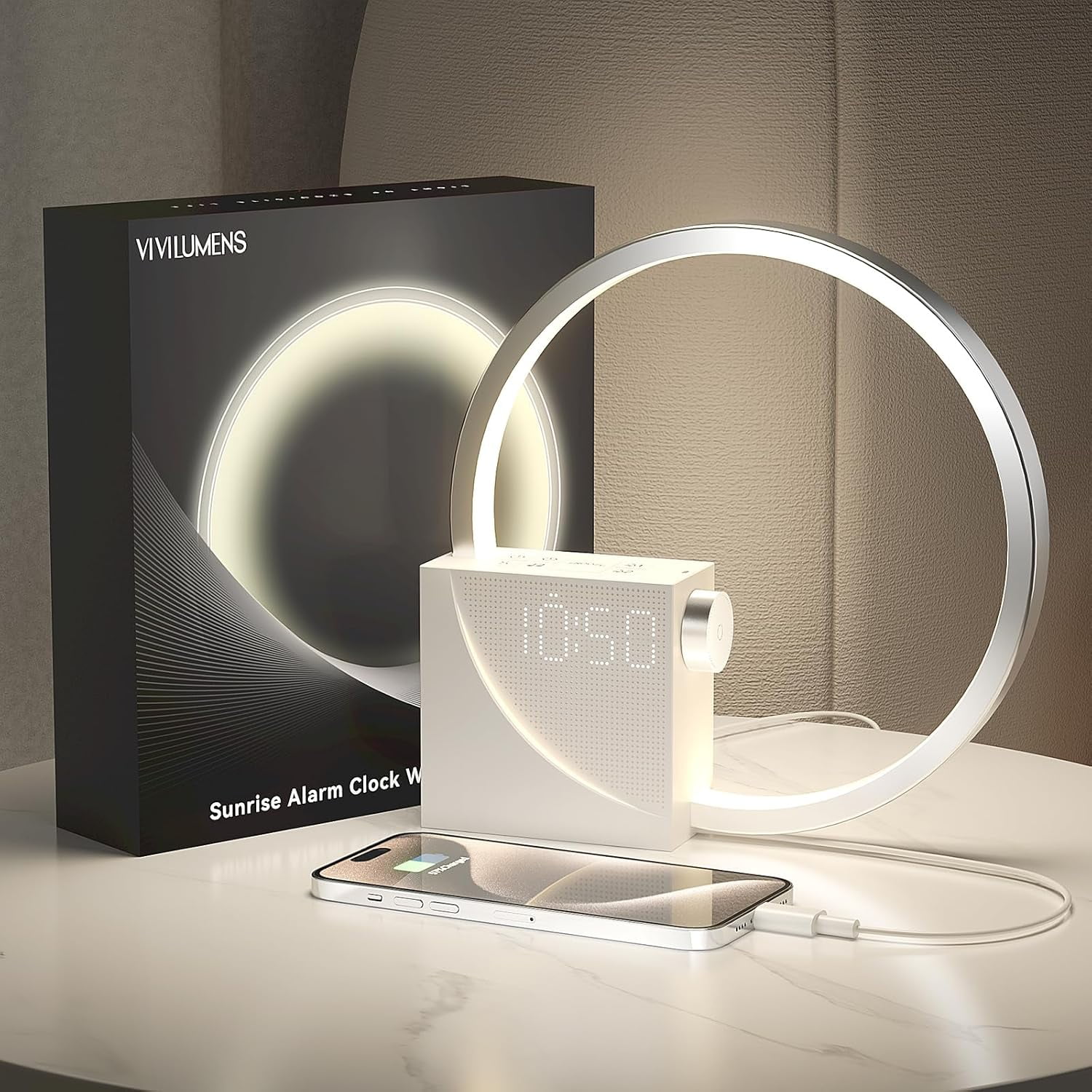 Vivilumens Sunrise Digital Alarm Clock, White Noise Sound Machine ...