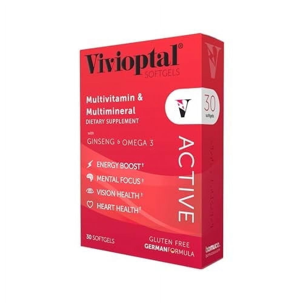Vivioptal Active, 30 Softgels (330 Units), Ginseng & Omega 3 ...