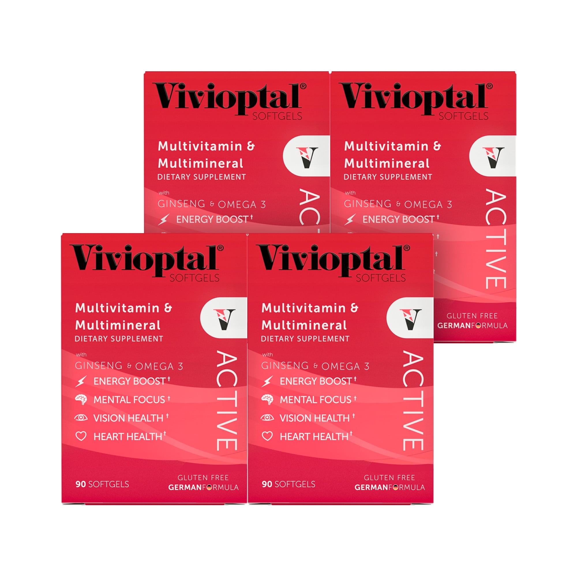 Vivioptal Active, 90 Softgels (1 Year Supply), Ginseng & Omega 3 ...