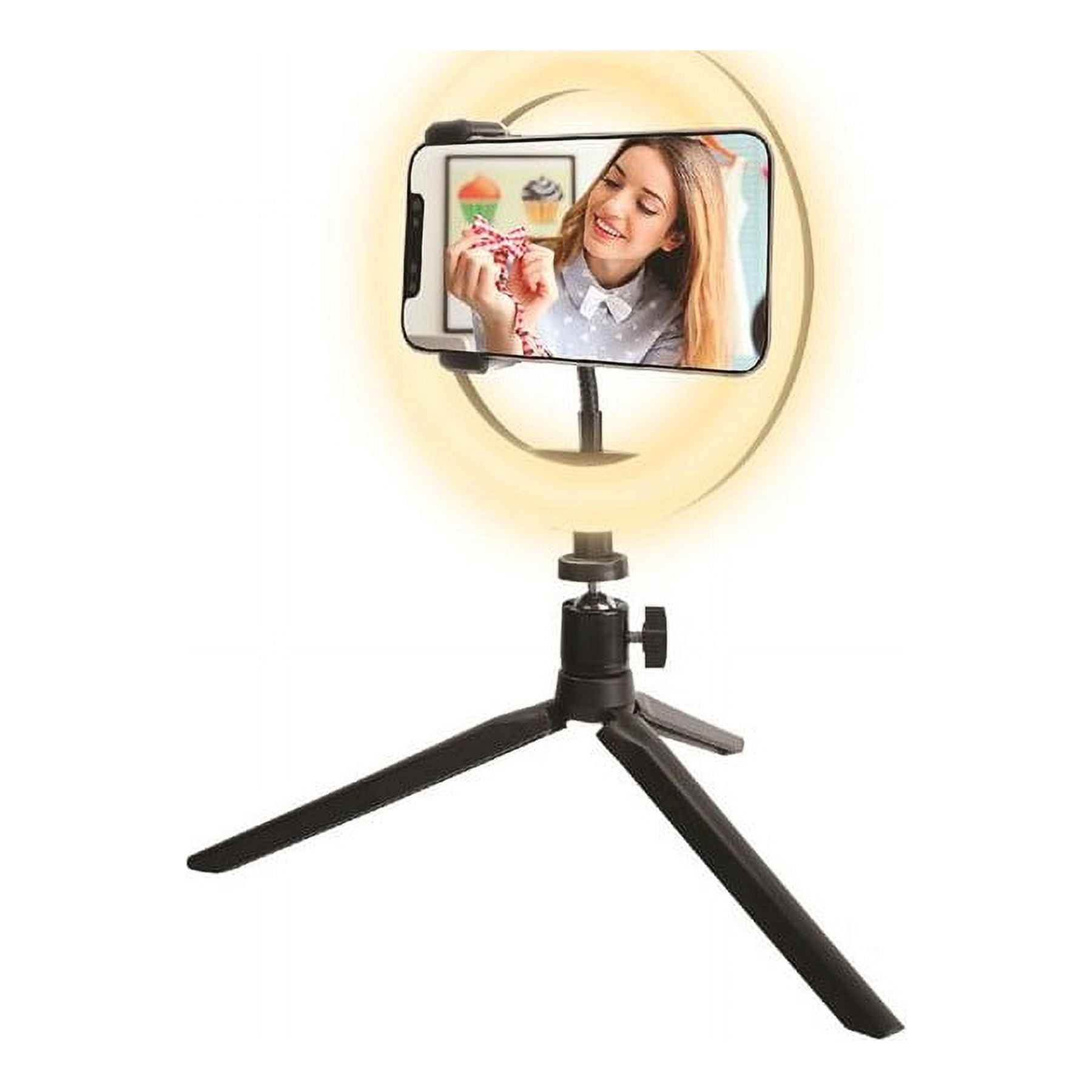 Vivitar 10" LED Ring Light Video Stand Kit with Tripod, Phone Clamp for ...