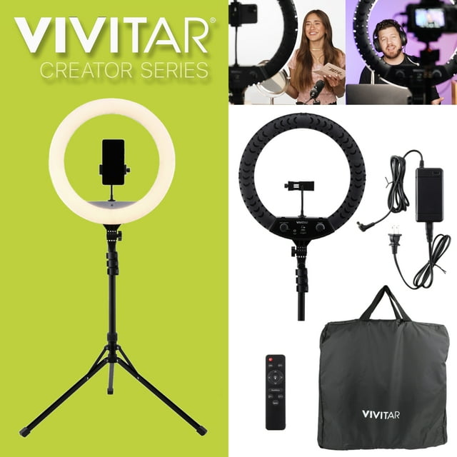 Vivitar 18'' LED Ring Light Kit with 63'' Tripod, Phone Stand ...