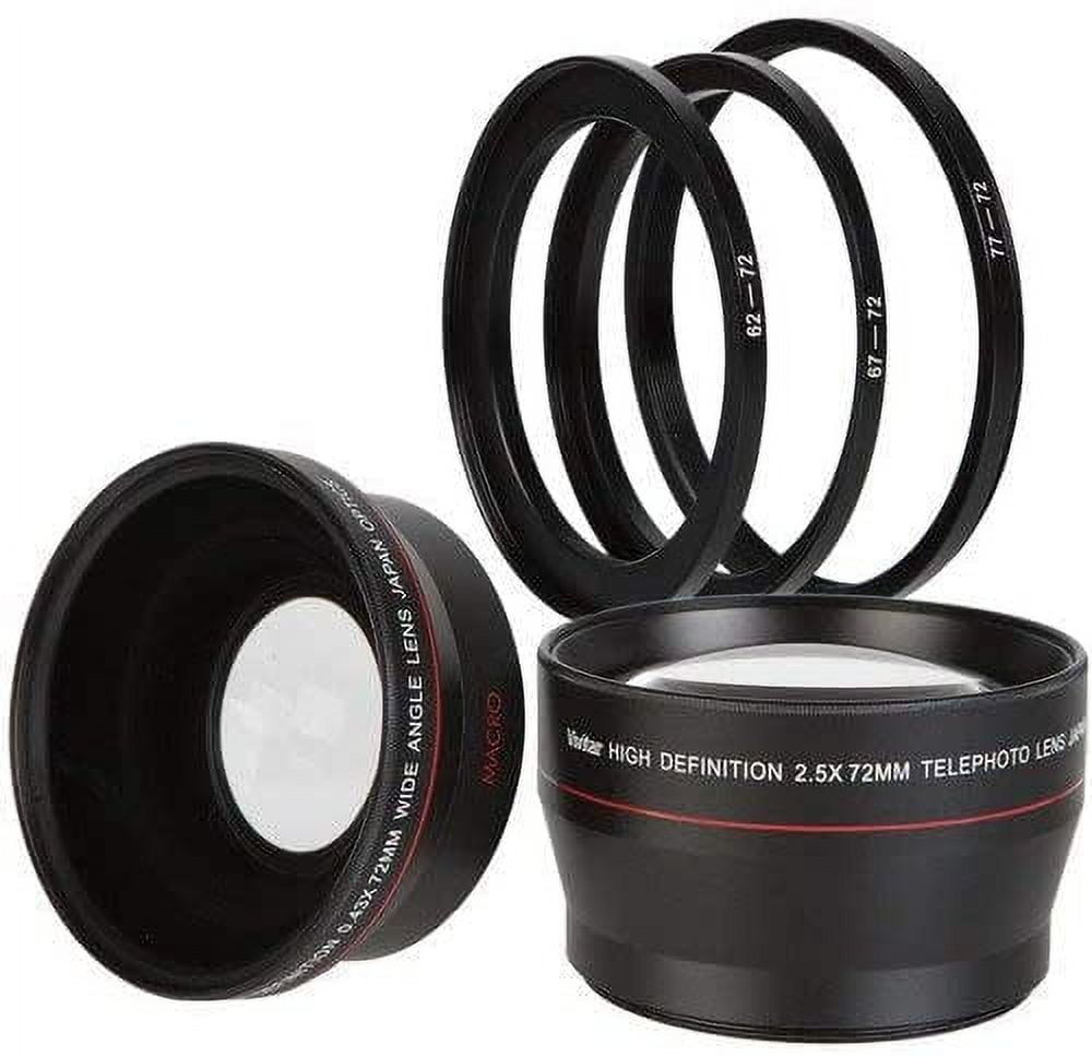 Vivitar 72MM Telephoto and Wide Angle Lens Adapter Kit, 0.43x Wide-Angle, 2.5x Telephoto ...