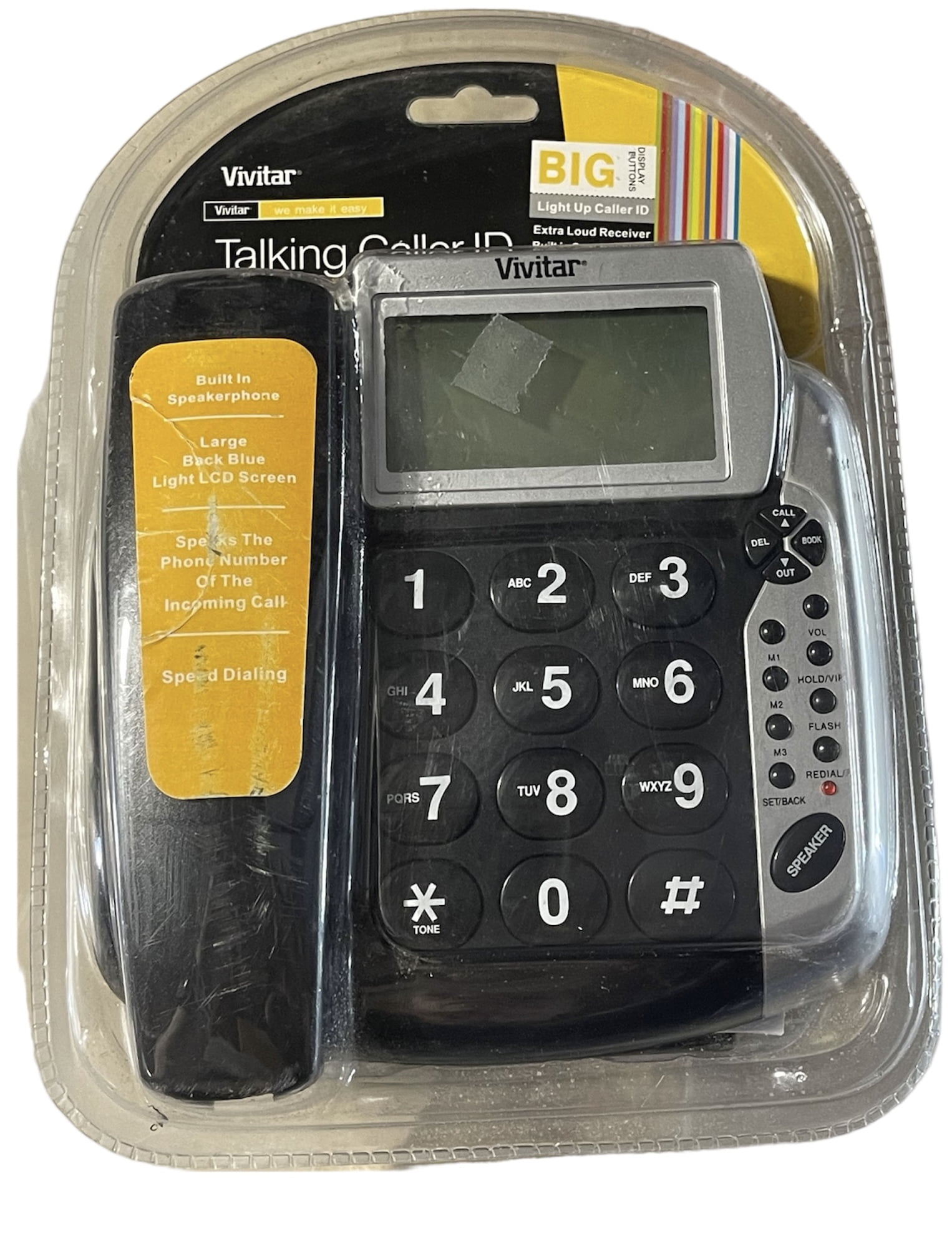 Vivitar Desktop Landline Phone Big Buttons Talking Caller ID - Walmart.com