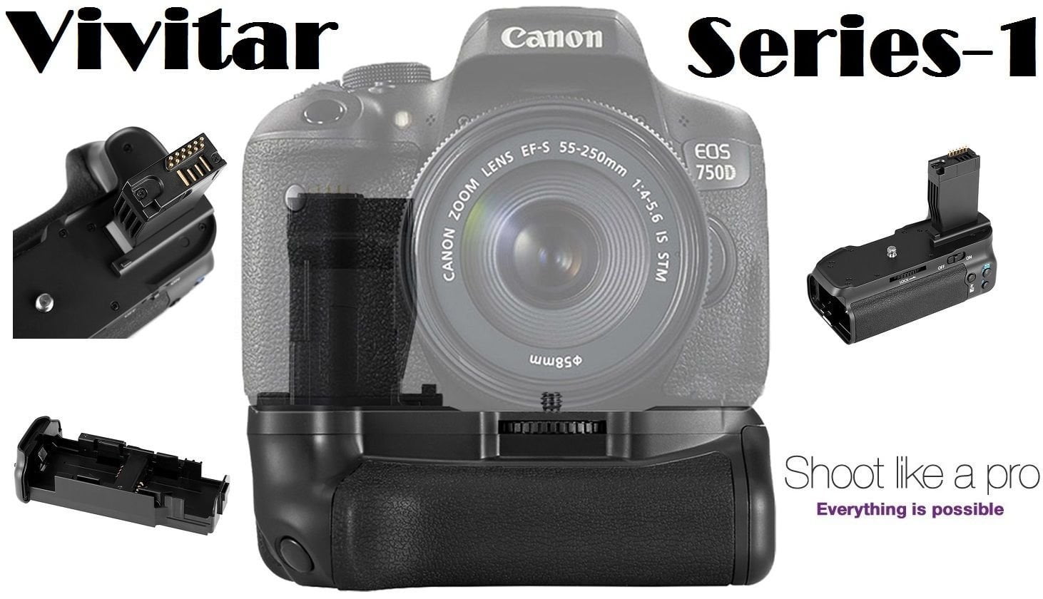 Vivitar Professional Power Grip Battery Grip For Canon Rebel T6i T6s ...