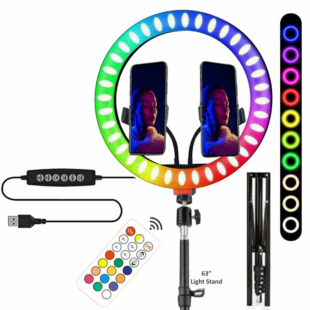Vivitar RGB Full Color 12" LED Ring Light Kit W/ 63" Light Stand ...