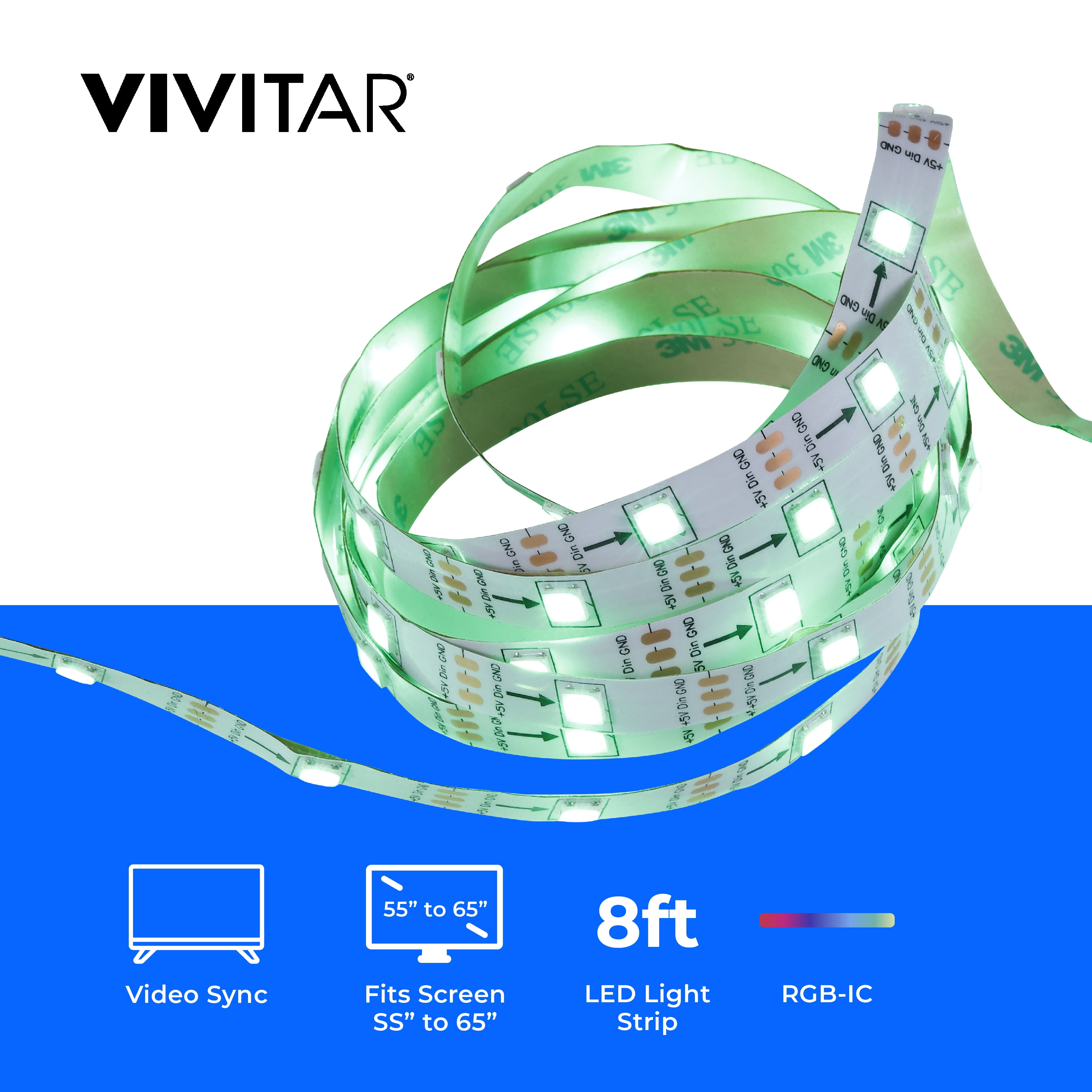 Vivitar LED TV Backlights – 65” Full-Color RGB LED Smart Strip with ...